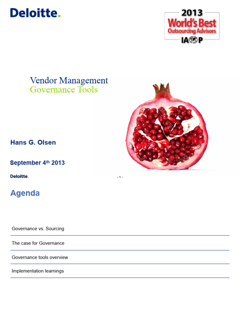 Deloitte Vendor Management Presentation -Final | PDF | Outsourcing ...