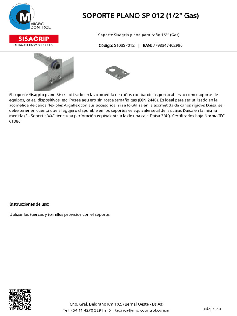 Micro Control - Soporte Plano Sp 012 (12 Gas) | PDF | Metalurgia ...