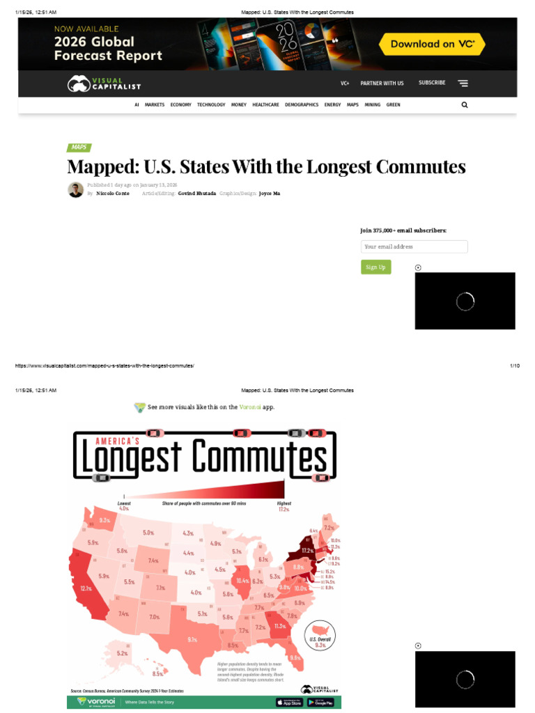 Longest Commutes in U.S. States | PDF | Commuting | New York City
