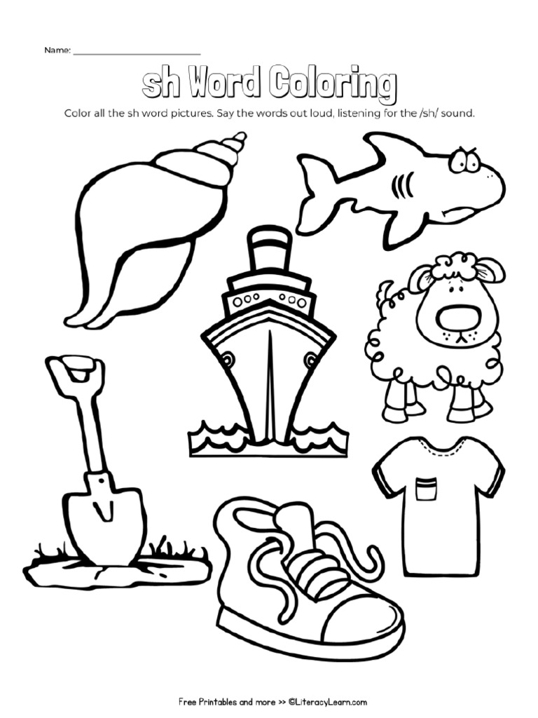 Digraph SH Auditory Discrimination Worksheets - LiteracyLearn.com | PDF