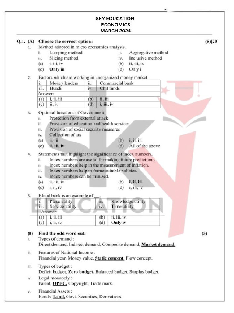 HSC Past Paper Obhectives | PDF