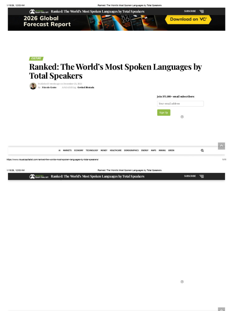 Most Spoken Languages Worldwide 2025 | PDF | English Language ...