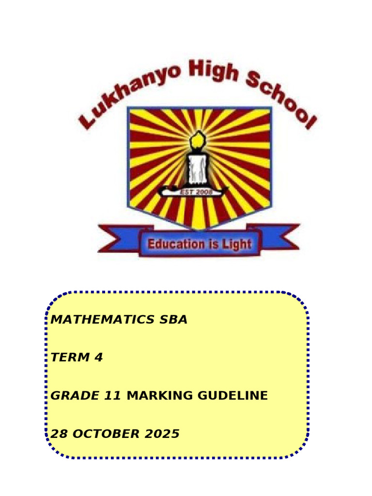 Grade 11 Mathematics SBA Marking Guide | PDF | Descriptive Statistics ...