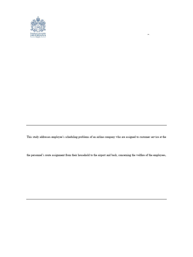 Airline Workforce Scheduling Optimization | PDF | Agent Based Model ...