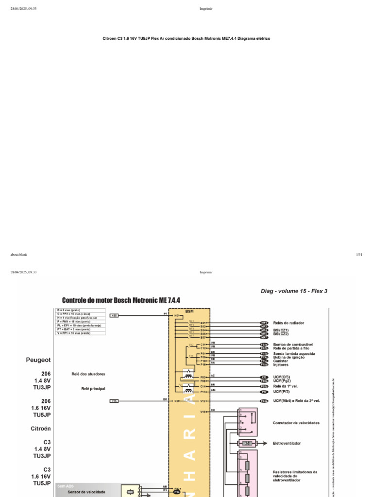 Citroen C3 1.6 16V Electrical Diagram | PDF