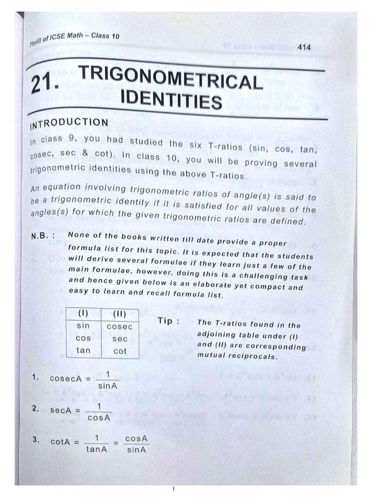 Trigonometry Grade 10 | PDF