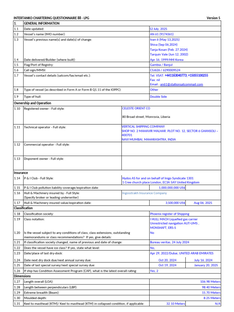 LPGC AN 61 Q88 (Updated 12.07.2025) | PDF | Ships | Pump