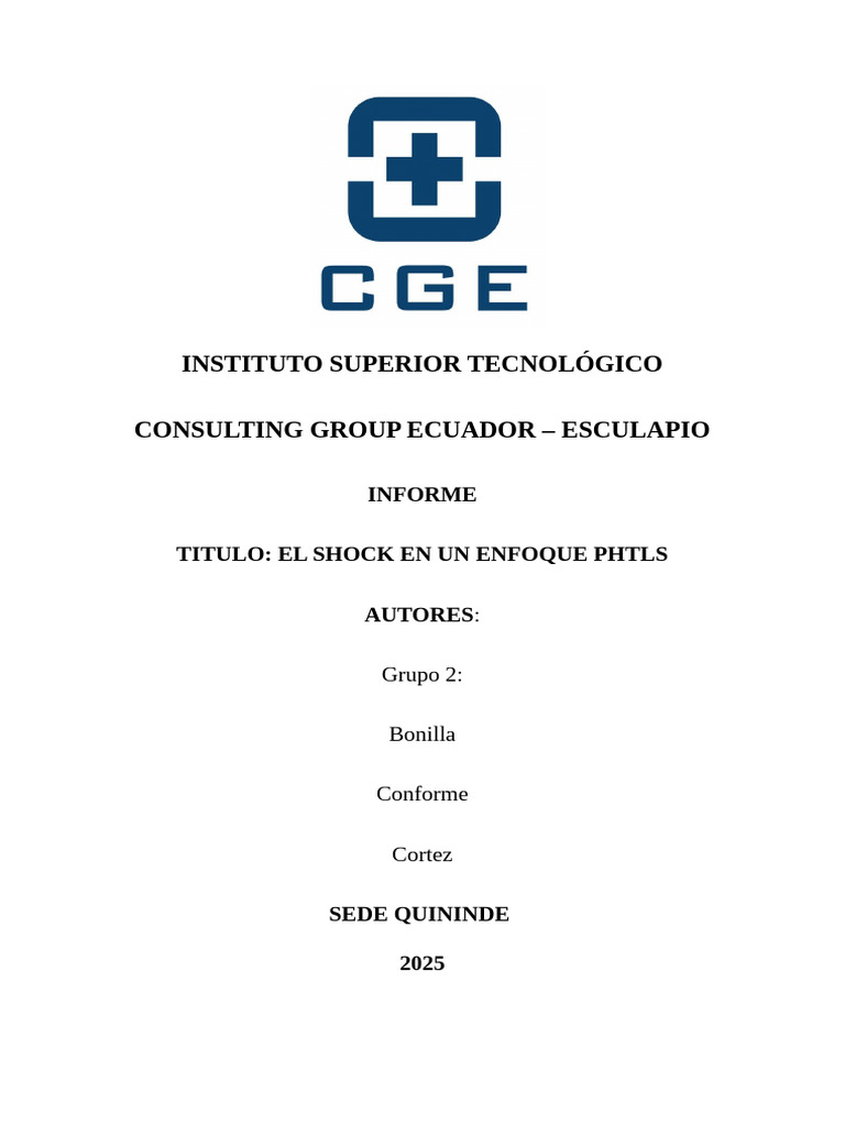 Informe, Shock, Emergencia Traumáticas II, 221125 | PDF | Choque ...