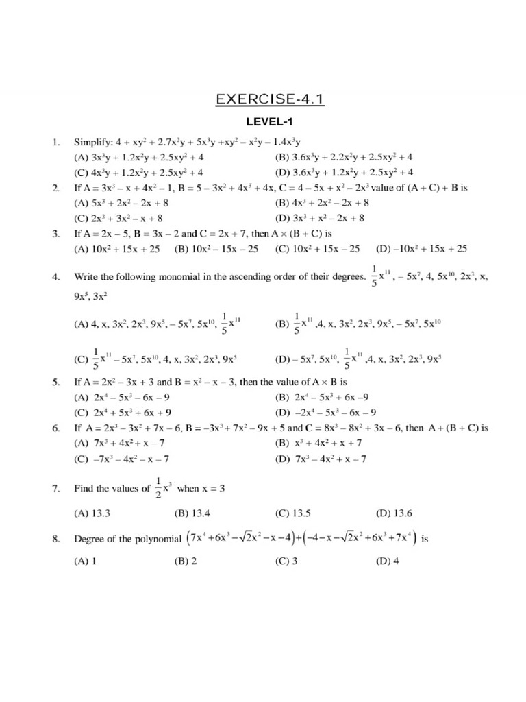 Class IX Polynomials-Extra Questions. | PDF