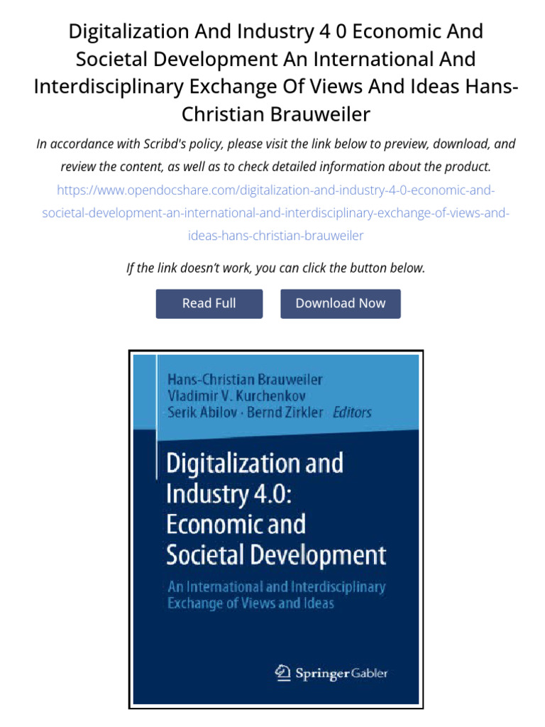 Digitalization and Industry 4 0 Economic and Societal Development An ...
