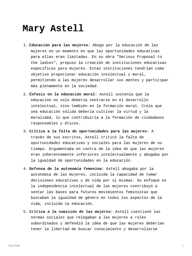 Mary Astell | PDF | Mujer | Moralidad