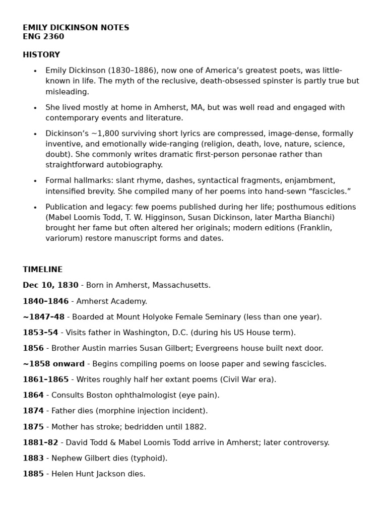 Emily Dickinson: Life, Poetry, and Legacy | PDF | Emily Dickinson