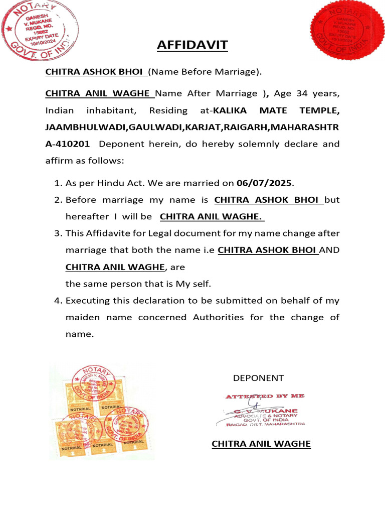 Chitra Anil Waghe Affidavit | PDF
