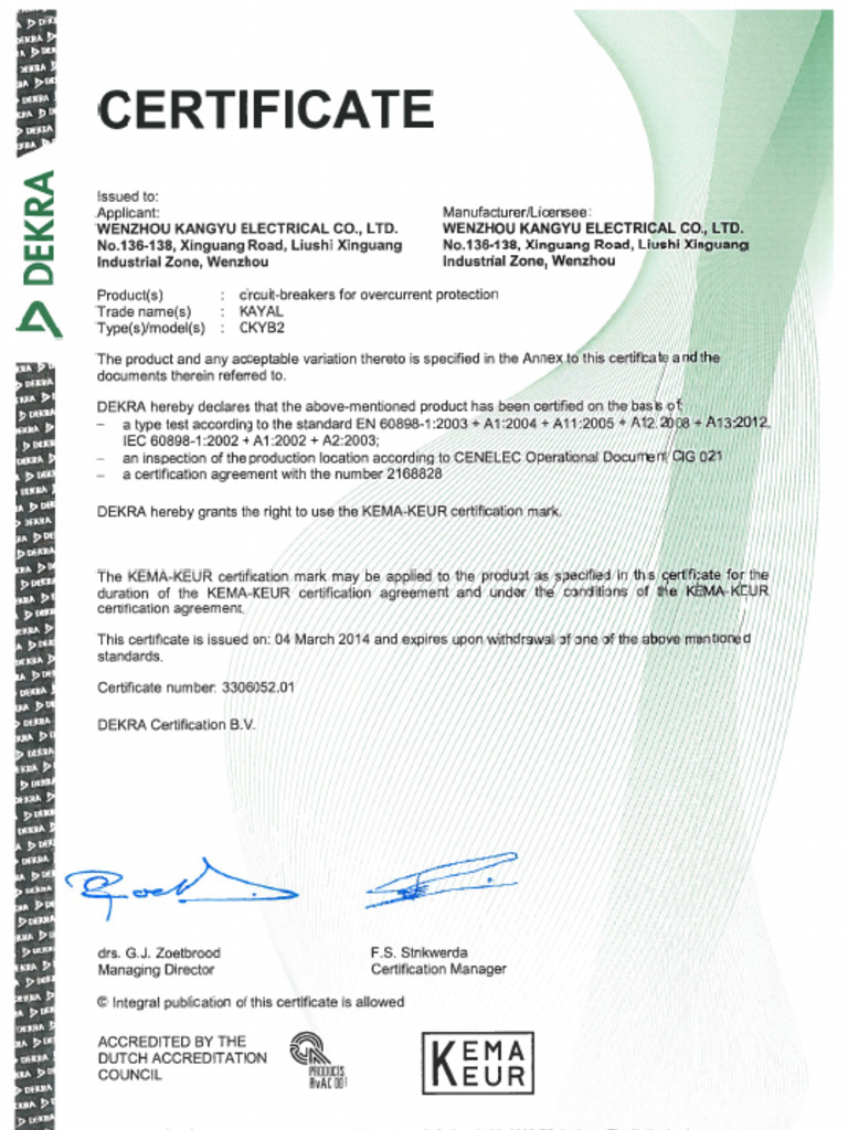 KEMA-Certification 260114 223738 | PDF