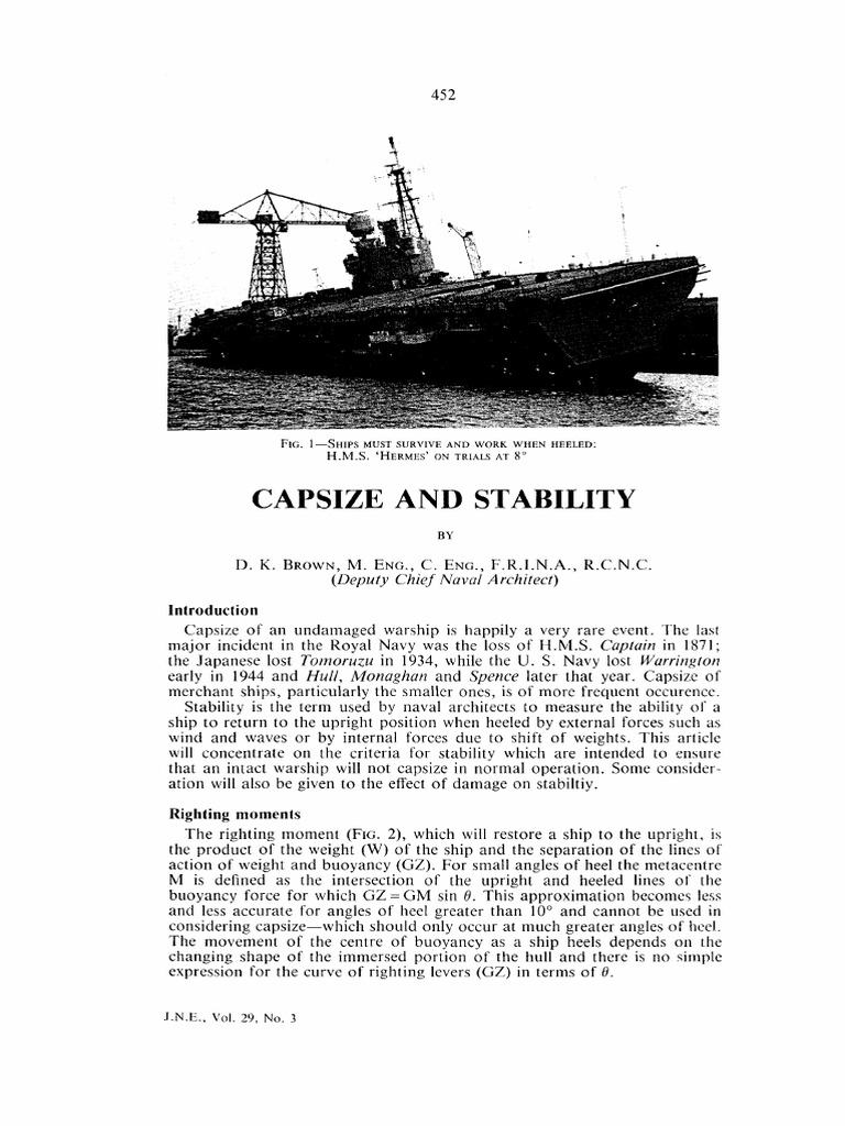 Warship Stability and Capsize Analysis | PDF | Ships | Shipping