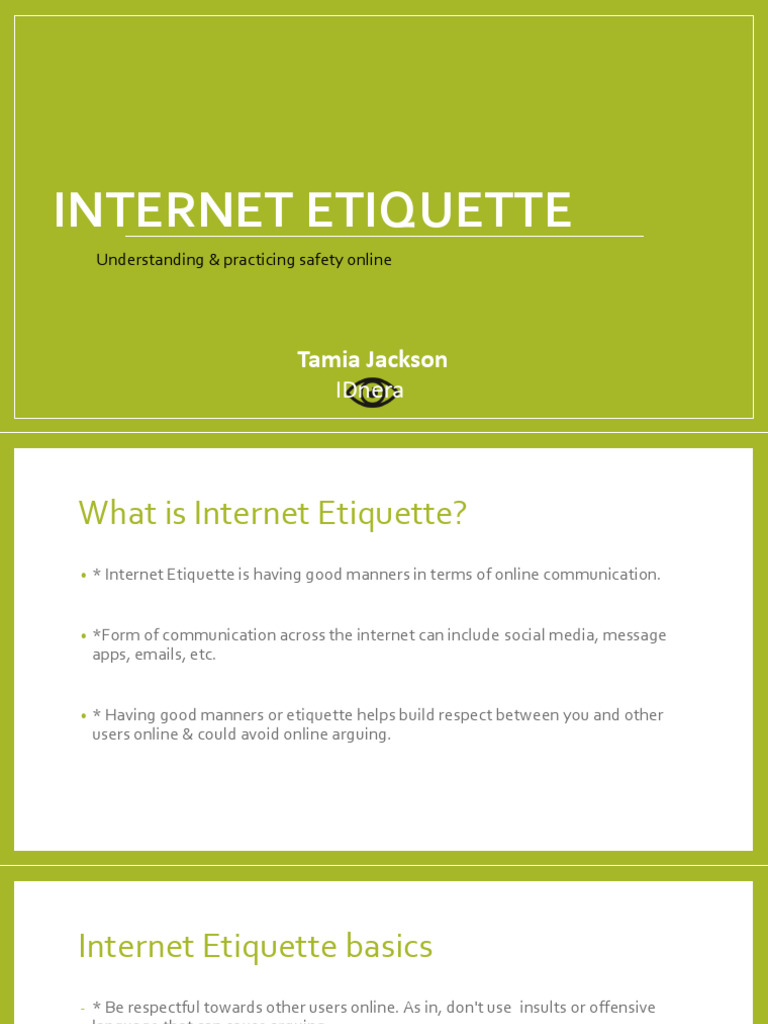 Internet Etiquette: Safety & Respect Online | PDF