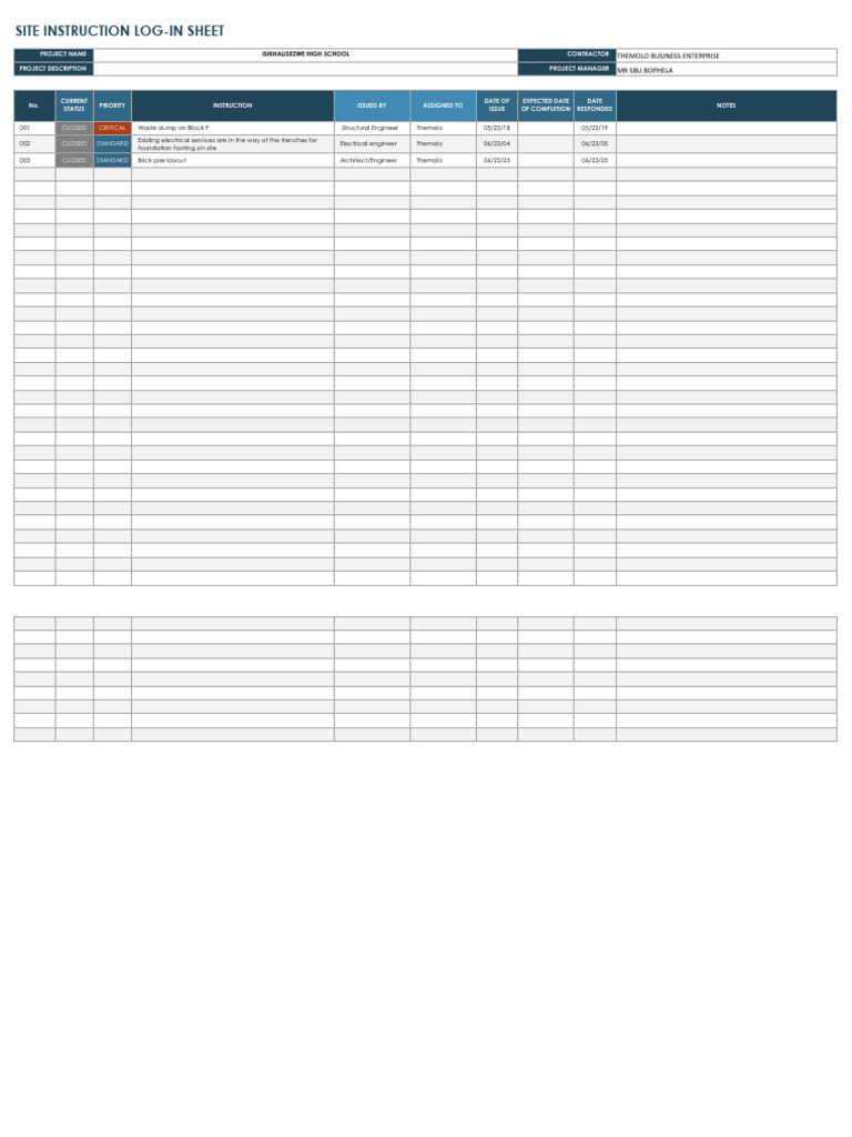 Site Instruction Log in _16!08!2023 | PDF
