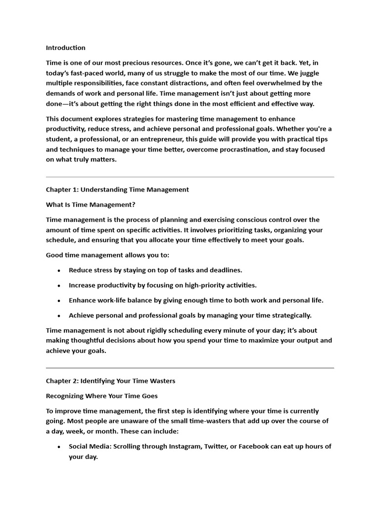 Mastering Time Management for Increased Productivity | PDF | Time ...