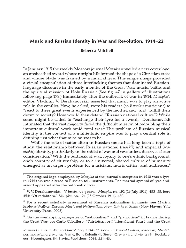 Music and Russian Identity in War and R | PDF | Russia | World Politics