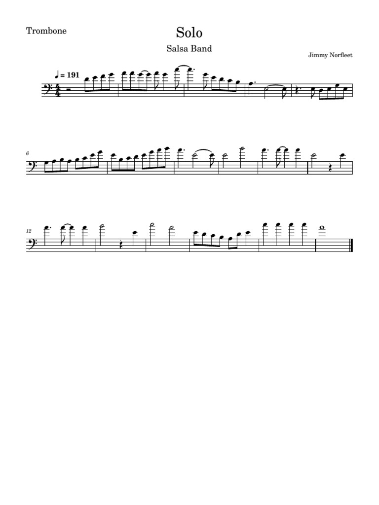 Salsa Trombone Solo by Jimmy Norfleet | PDF