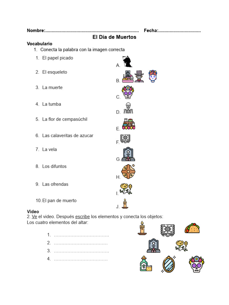 Vocabulario y Actividades del Día de Muertos | PDF
