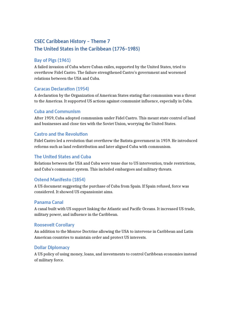 US Influence in Caribbean History (1776-1985) | PDF | Cuba | Fidel Castro