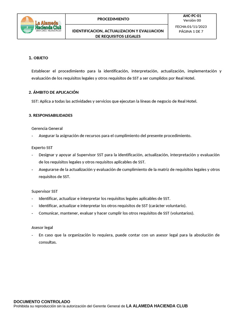 AHC-PC-04 Identif.act. y Ev. de Req Legales y Otros Req | PDF