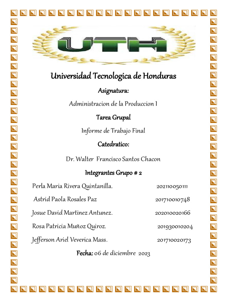 Tarea Grupal Grupo #2 Informe Trabajo Final | PDF | Calidad (comercial) | Estación de servicio