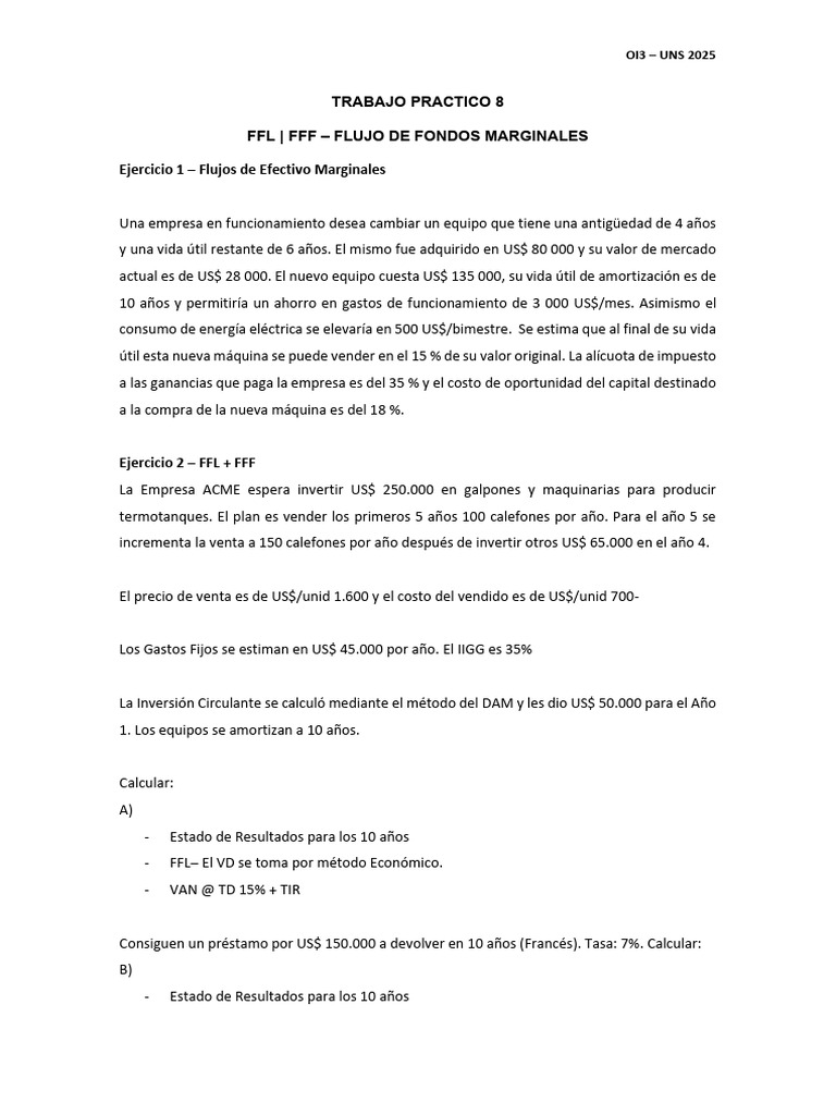 TP 8 2025 Adicional Práctica Flujos de Efectivo (1) | PDF | Inversiones | Estado de resultados