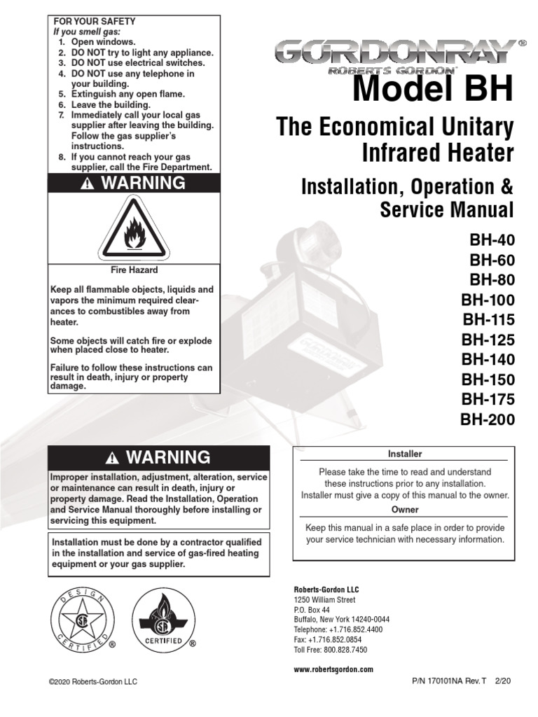 Gas Heater Installation & Safety Manual | PDF | Natural Gas ...