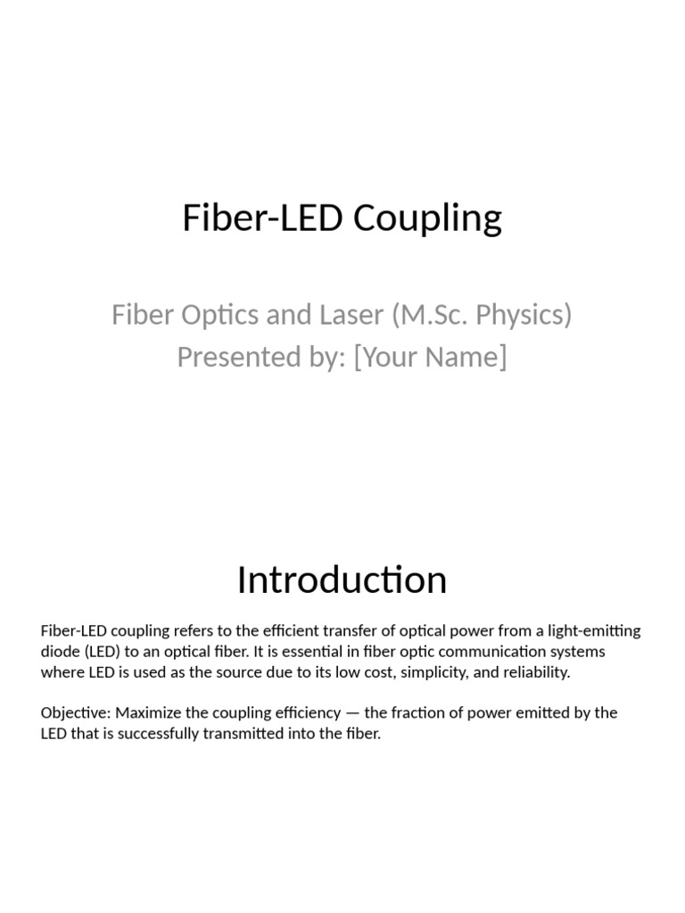 Optimizing Fiber-LED Coupling Efficiency | PDF | Optical Fiber | Light ...
