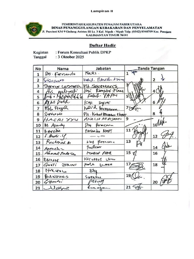 5. Lampiran Daftar Hadir (1) | PDF