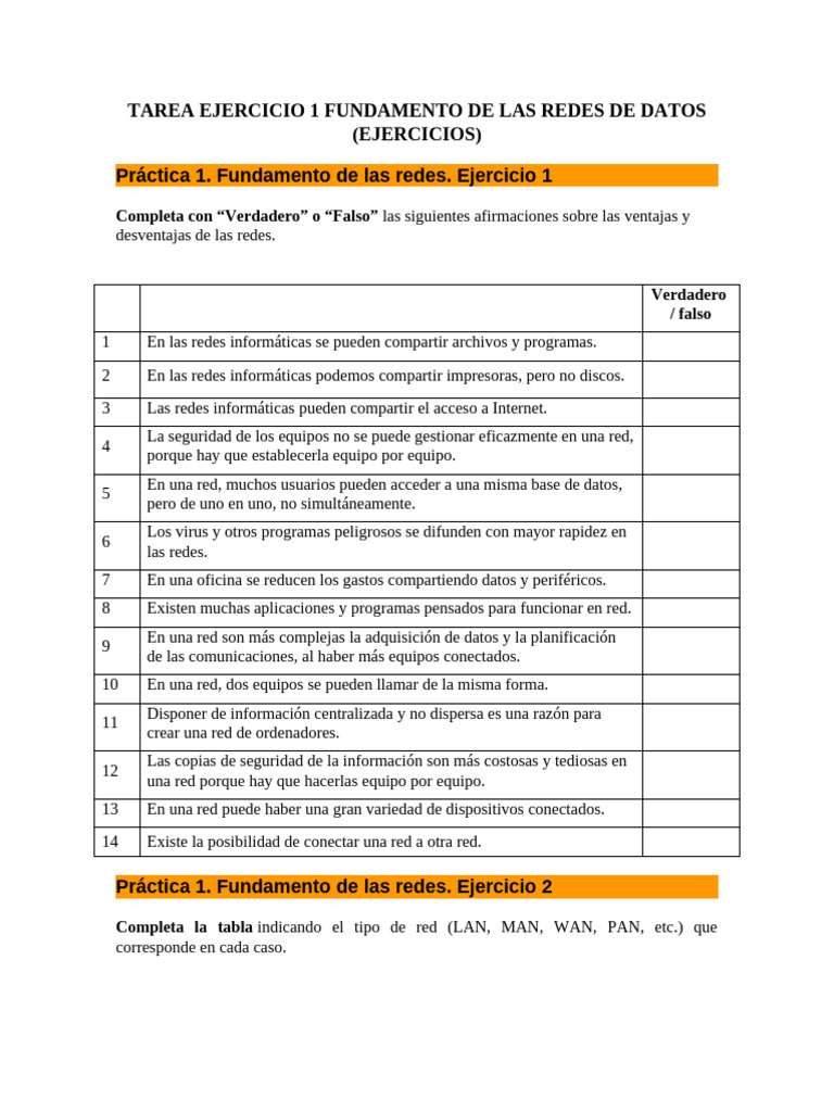 Tema 3 Ejercicio 1 Fundamento de Las Redes y Topologias Final | PDF | Red de computadoras | Red ...