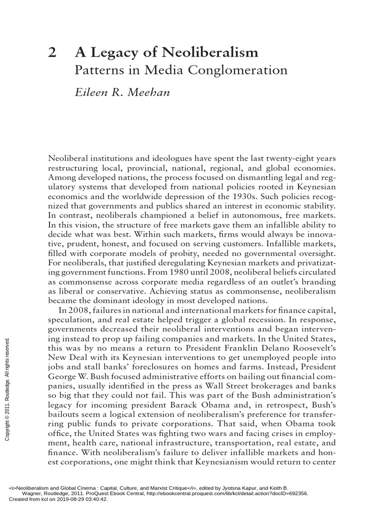 Eileen R Meehan - Patterns in Conglomeration | PDF | Neoliberalism ...
