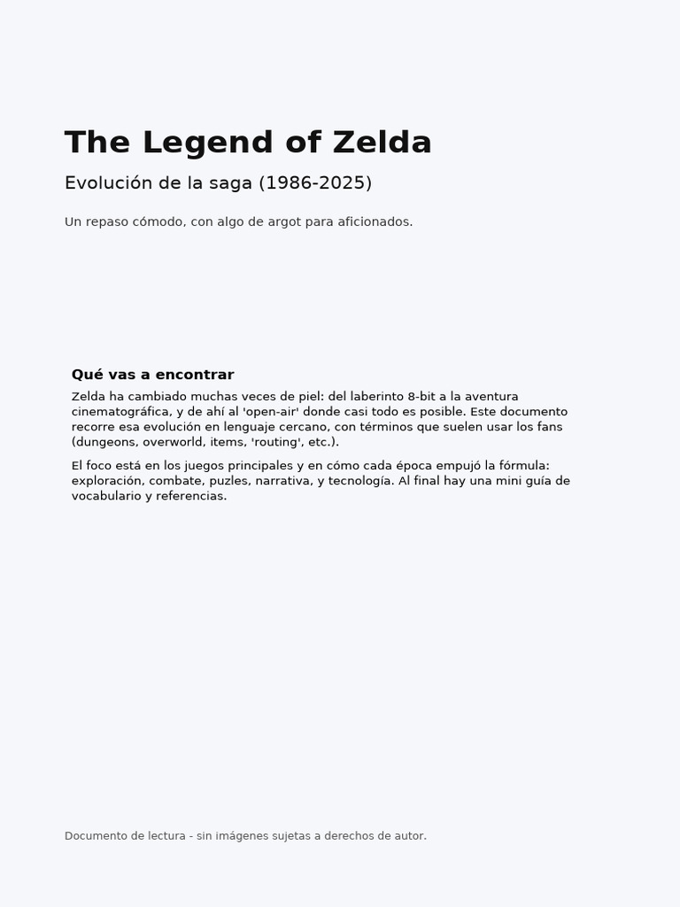 Evolución de The Legend of Zelda 1986-2025 | PDF | La leyenda de Zelda ...