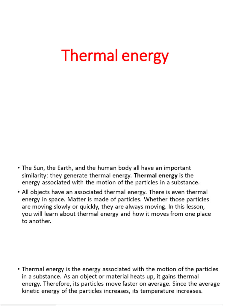Thermal Energy | PDF | Engines | Thermal Conduction