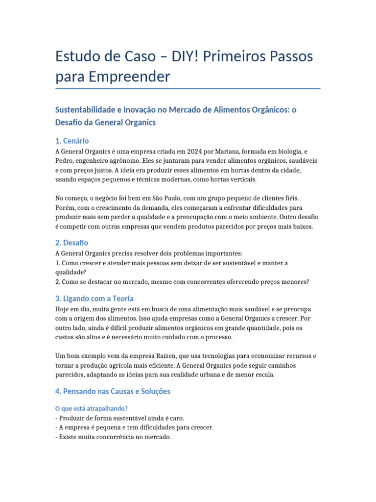 Estudo_de_Caso_General_Organics_Revisado | PDF | Despesa | Qualidade ...