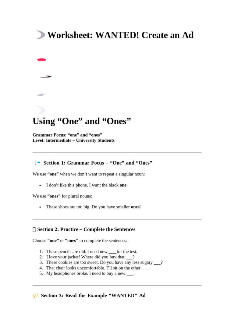 2.4 Create an Ad - Worksheet | PDF
