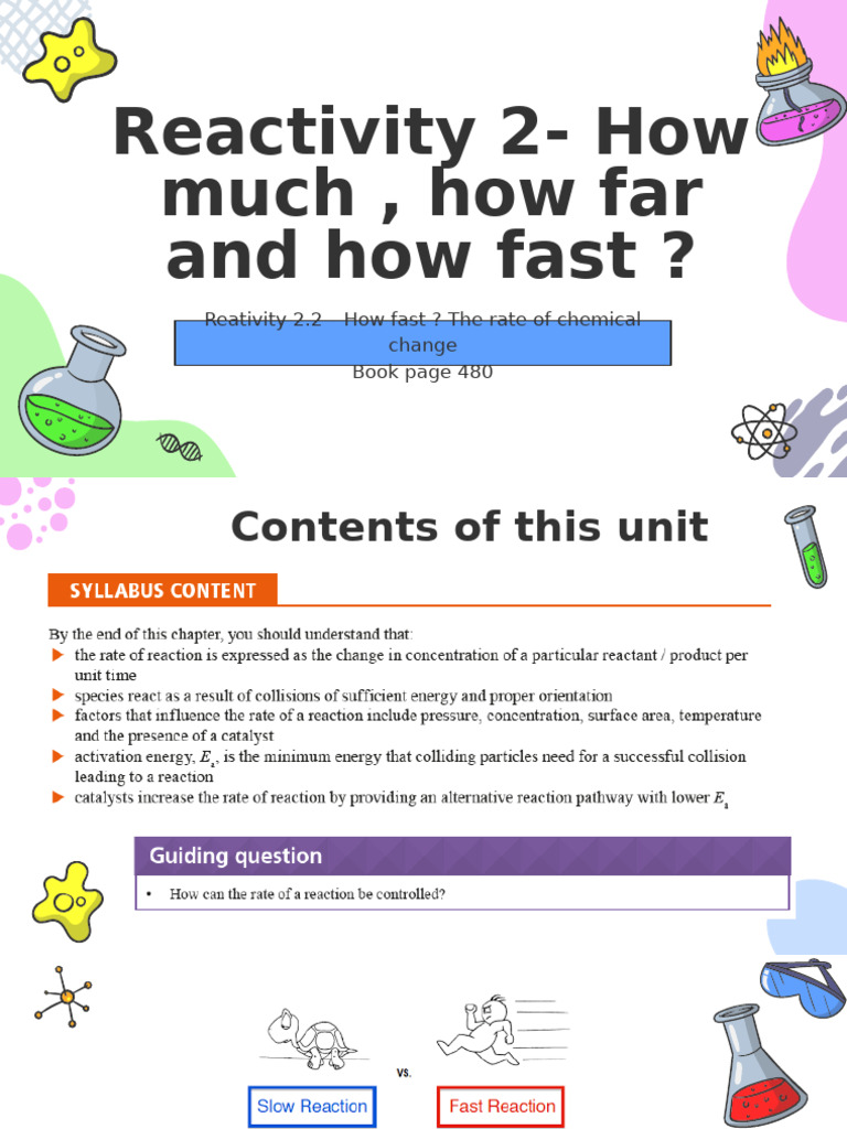Reactivity 2.2- How fast -The rate of the chemical change (1) | PDF ...