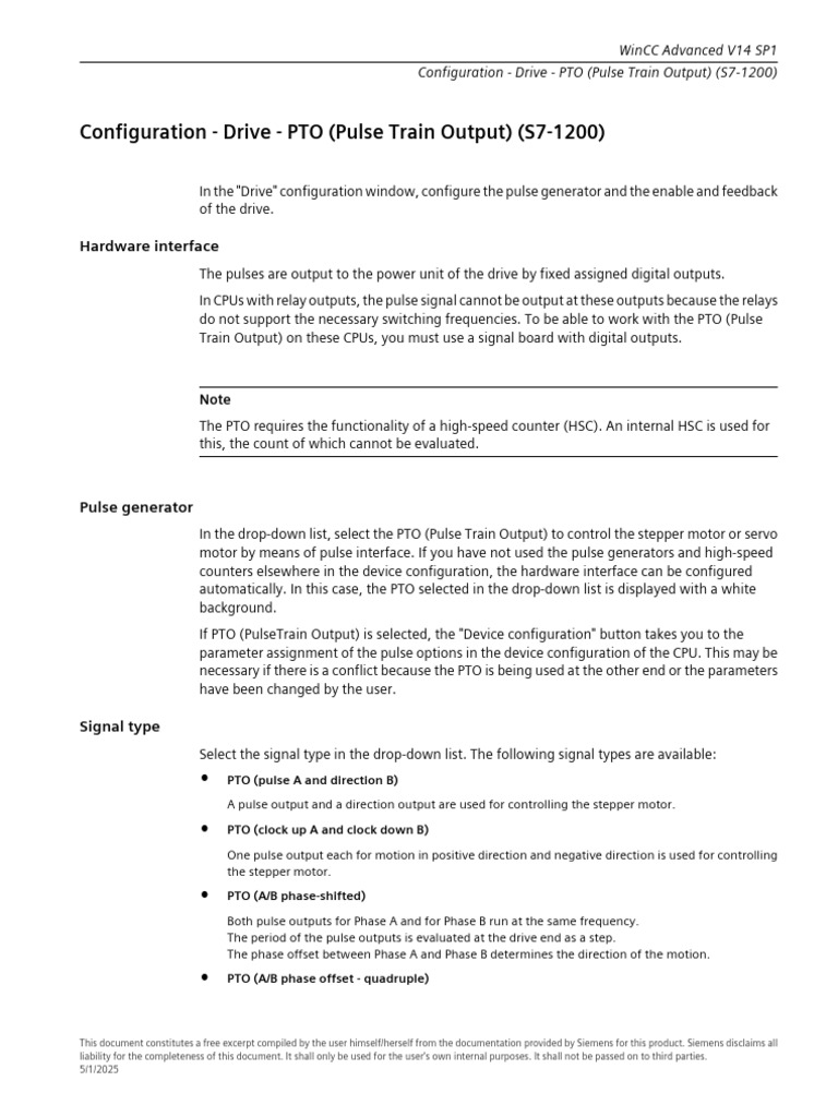 WinCC Advanced V14 SP1 - Configuration - Drive - PTO (Pulse Train ...