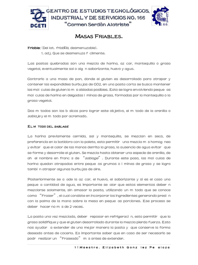 Práctica 3 Masas Friables | PDF | Confitería | Cocinando