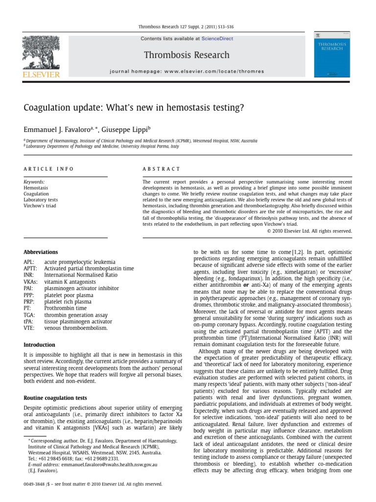 Coagulation Update Whats New in Hemostas | PDF | Coagulation | Medical ...