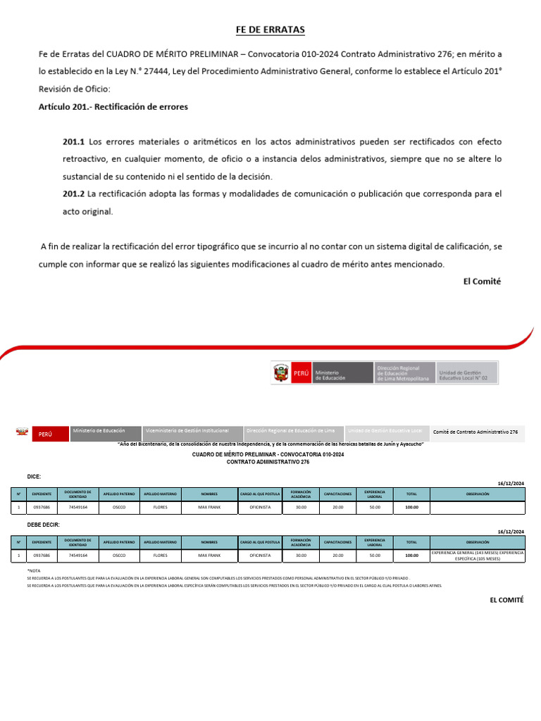 Fe de Erratas | PDF