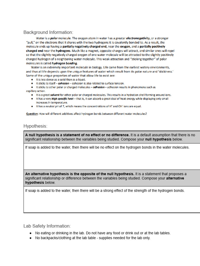 bio lab | PDF | Chemical Polarity | Water