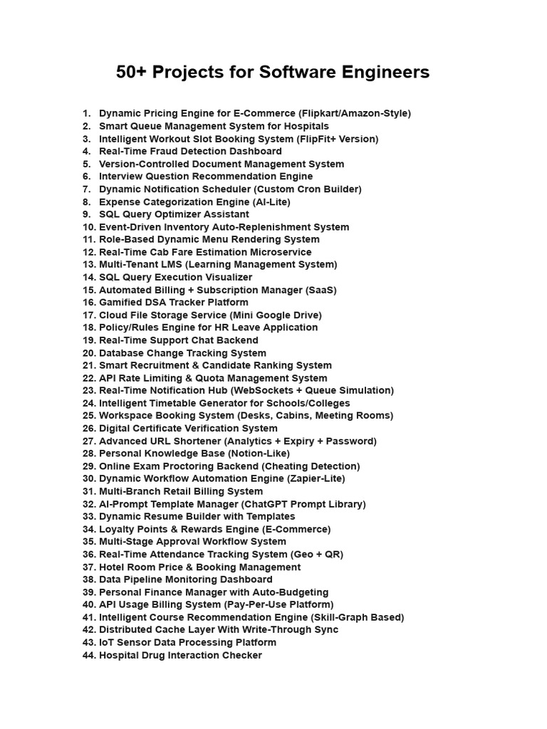 50+ Projects For Software Engineers | PDF | Information Technology ...