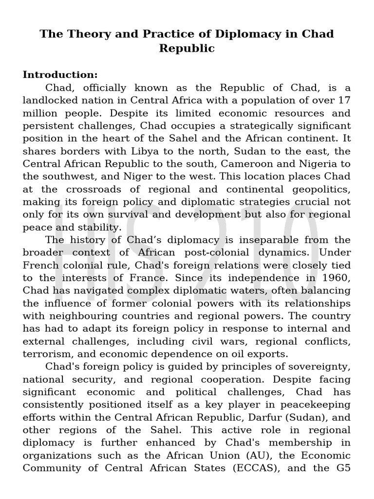 Diplomacy in Chad: History and Strategies | PDF | Chad | Diplomacy