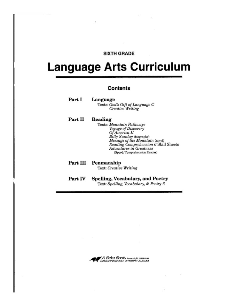 6th Grade LA Curriculum | PDF