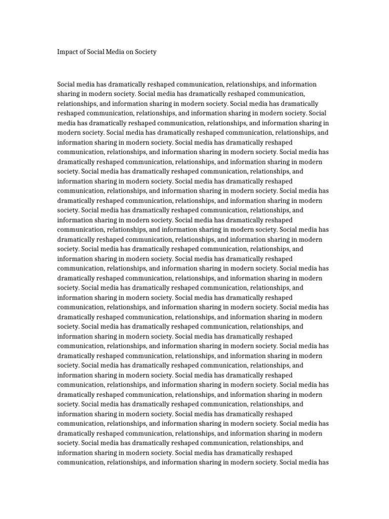 Impact of Social Media on Society | PDF
