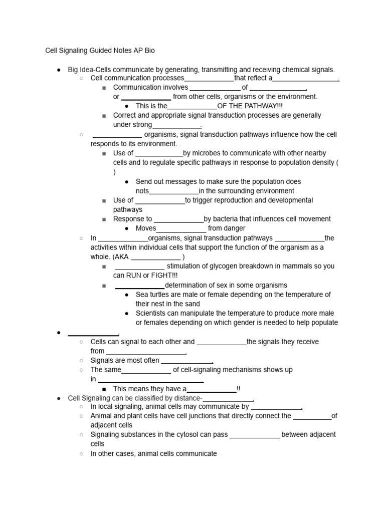 Cell Signaling Overview for AP Bio | PDF | Cell Signaling | Signal ...