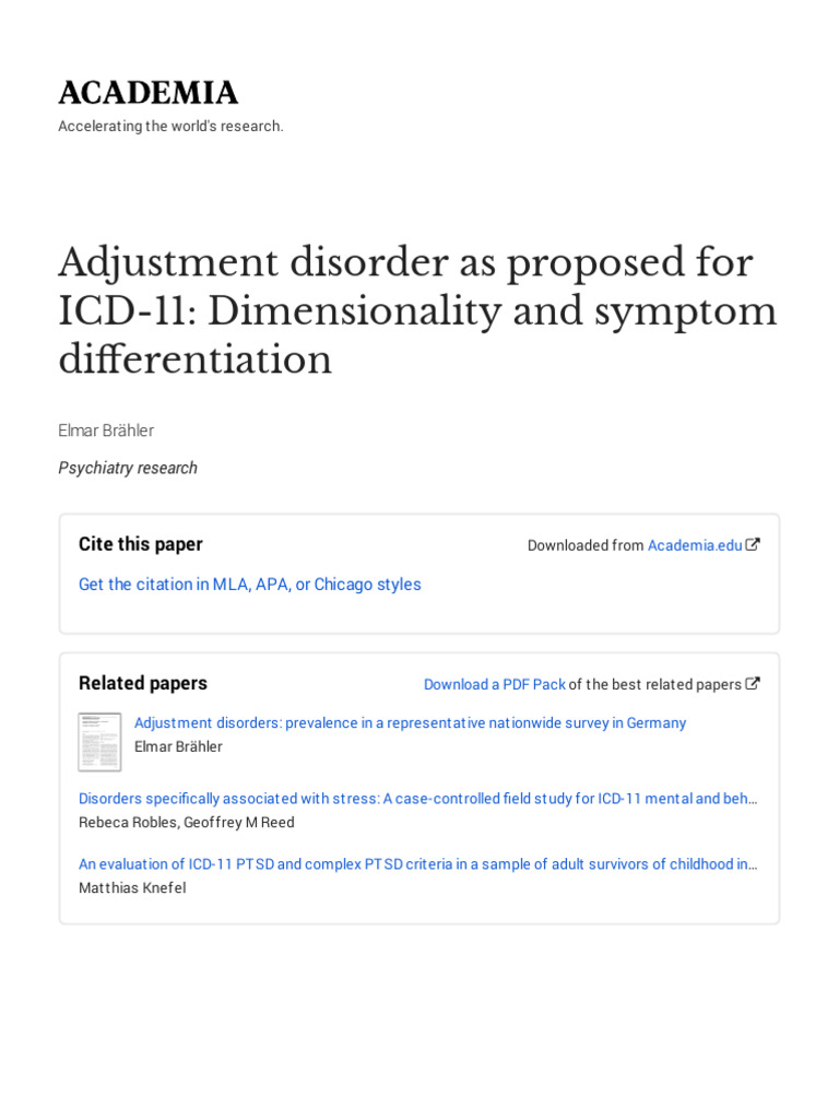 Proposed ICD-11 Adjustment Disorder | PDF | Mental Disorder | Psychology
